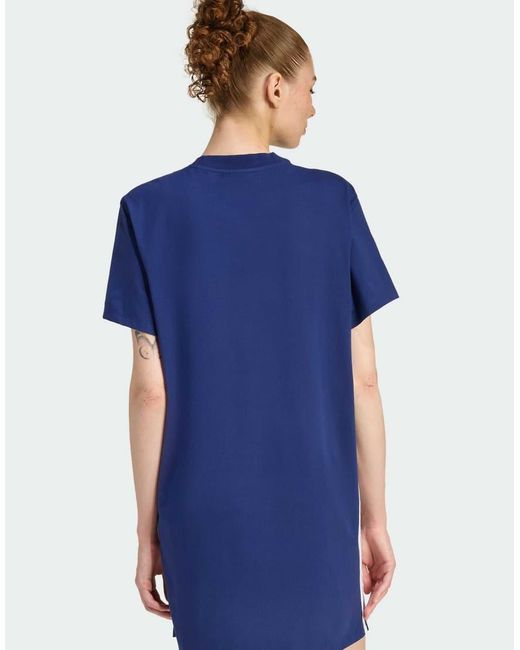 adidas Originals Essentials 3-Stripes Tee Dress in Blue | Lyst UK
