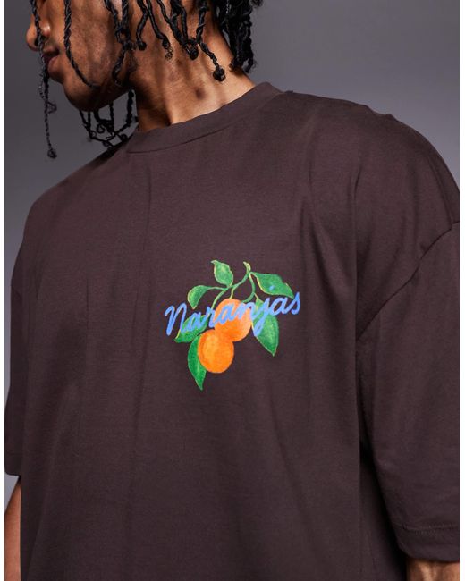 ASOS Boxy Oversized T-Shirt With Front And Back Print in Gray for Men ...