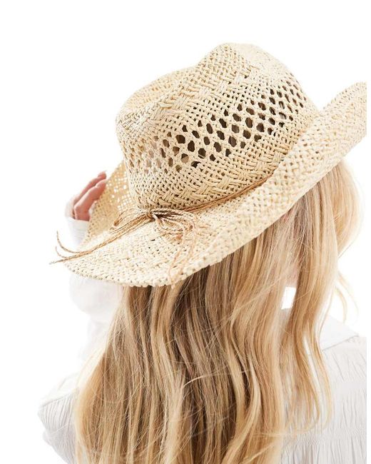 Accessorize Western Shell Bead Trim Hat in Natural | Lyst UK