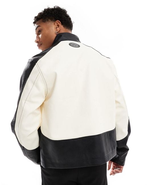 ASOS Oversized Faux Leather Motocross Jacket in Black for Men | Lyst