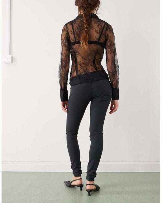 Monki Stretch Slim Fit Tailored Trouser in Black | Lyst UK