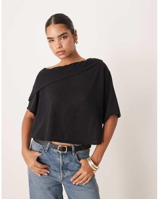 ASOS Clean Cape Layer Crop Top in Black | Lyst UK