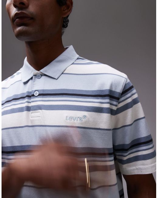 Levi's Authentic Logo Multi Stripe Jersey Polo in Gray for Men | Lyst