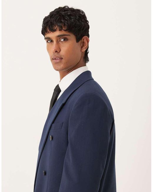 ASOS Double-breasted Relaxed Boxy Suit Jacket in Blue for Men | Lyst UK