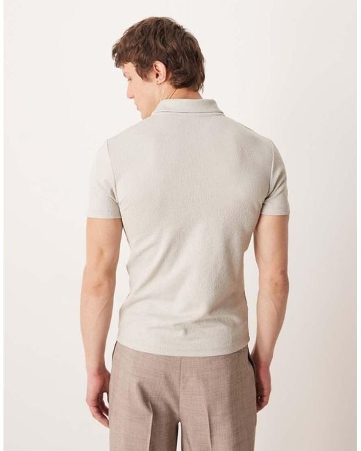 ASOS Heavyweight Muscle Polo in Natural for Men | Lyst UK