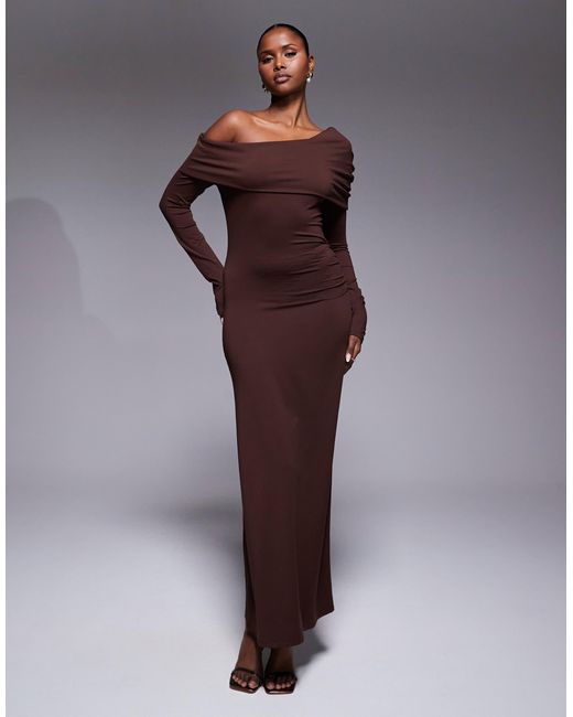 ASOS Off Shoulder Twist Maxi Dress in Purple | Lyst