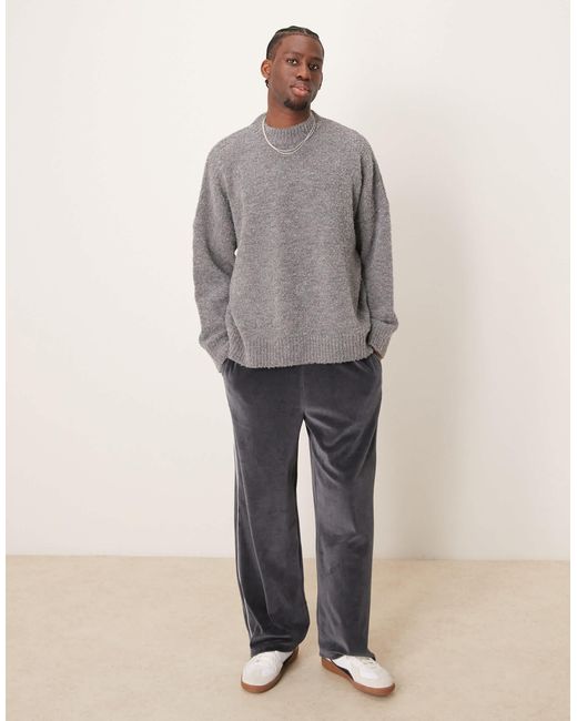 ASOS Super Oversized Boxy Fit Textured Knitted Crew Neck Jumper in Gray ...