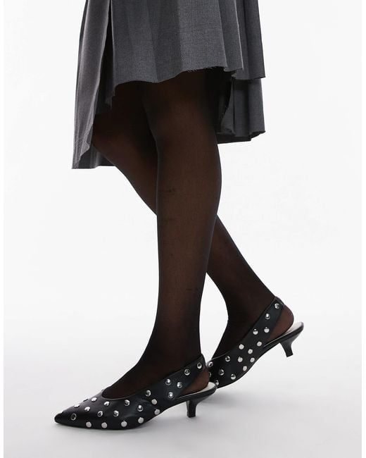 Bimba Y Lola Pointed Stud Kitten Heels in Black | Lyst