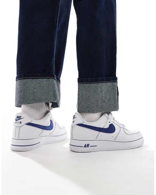 Nike Air Force 1 Sneakers With Contrast Stitch Detail in Blue for Men ...