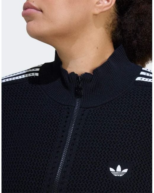 adidas Originals Knitted Crochet Firebird Track Top in Blue | Lyst UK