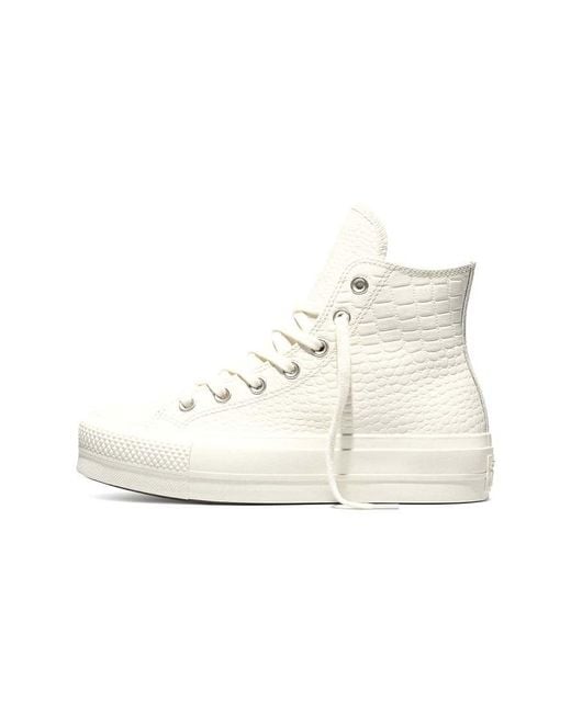 Converse All Star Lift Platform Crocodile in Natural | Lyst UK