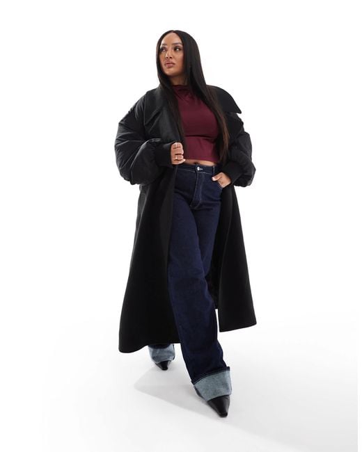 ASOS Asos Design Curve Spliced Formal Bomber Coat in Blue | Lyst