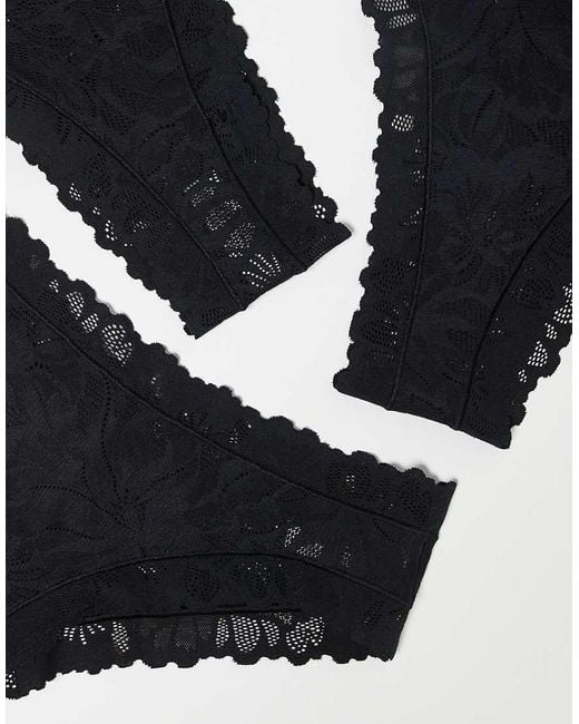 Lindex 3 Pack Lace Brazilian Brief in Black | Lyst UK