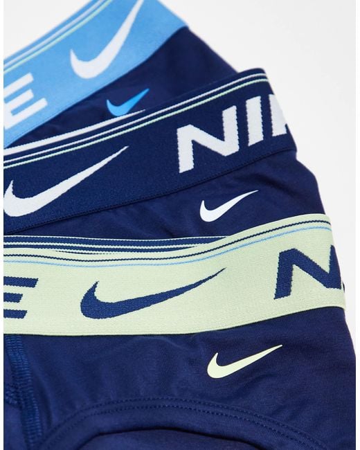 Nike Dri-fit Ultra Comfort 3 Pack Hip Briefs in Blue for Men | Lyst