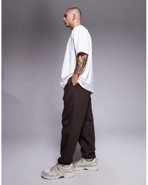 ASOS Premium Heavyweight Oversized Sweatpants 400gsm in Brown for Men ...