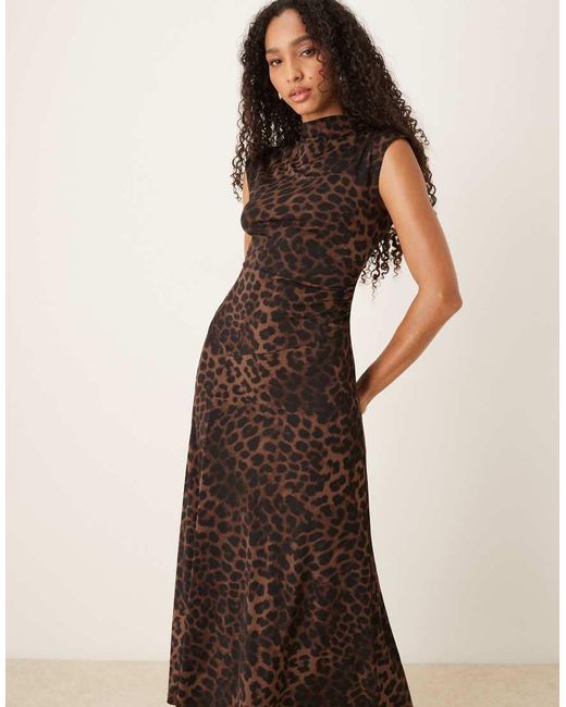 Mango Cap Sleeve Midaxi Dress in Natural | Lyst UK