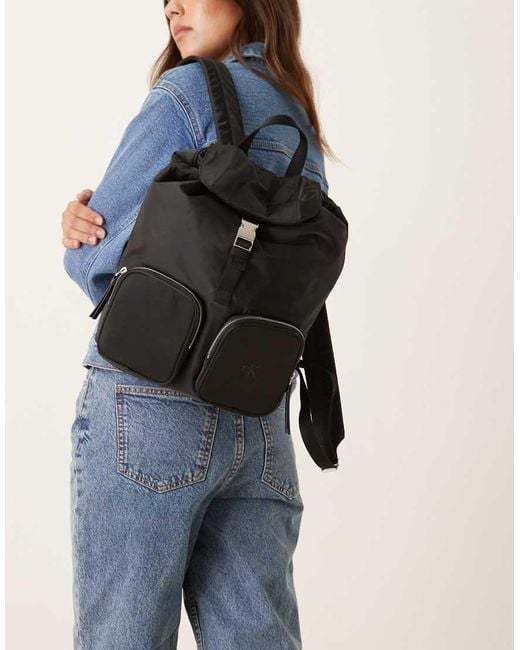 Calvin Klein Nylon Pocket Backpack in Blue | Lyst UK
