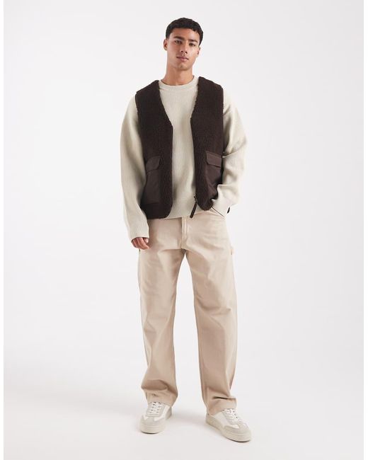 ASOS Borg Utility Vest in Brown for Men | Lyst UK