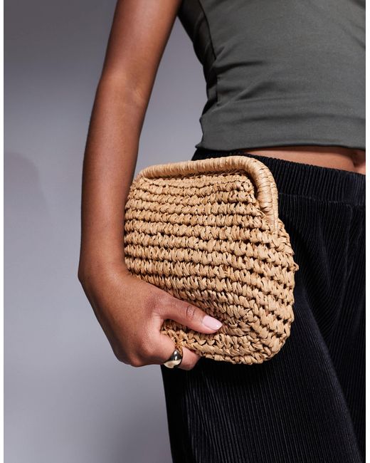 ASOS Hand Crochet Straw Frame Clutch Bag With Detachable Crossbody ...