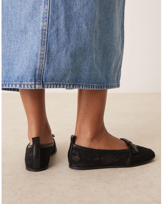 Free People Lace Mesh Ballet Pumps in Black | Lyst