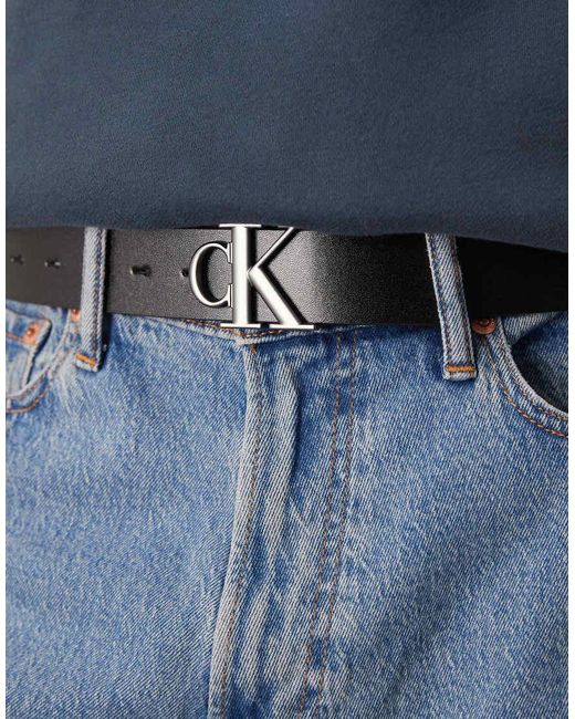 Calvin Klein Logo Belt in Blue for Men | Lyst UK
