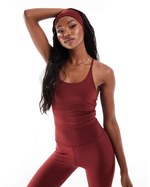 ASOS Icon Yoga Cami Vest With Inner Bra in Red | Lyst