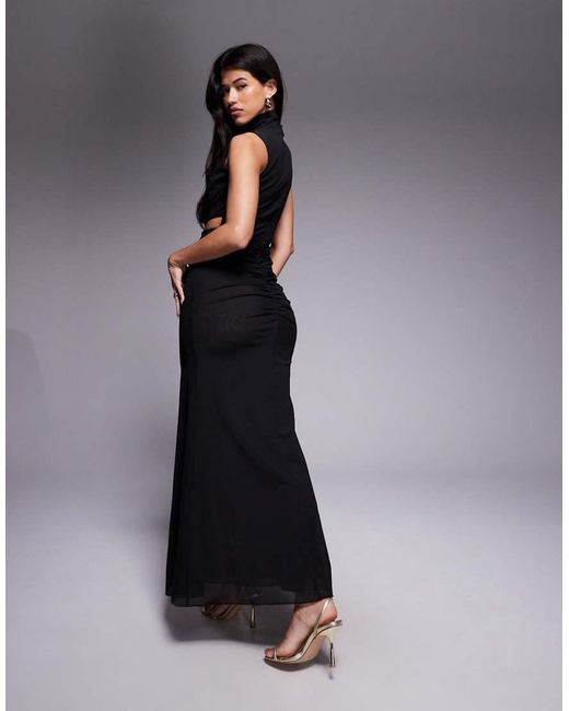 TFNC London High Neck Cut Out Maxi Dress in Blue | Lyst UK