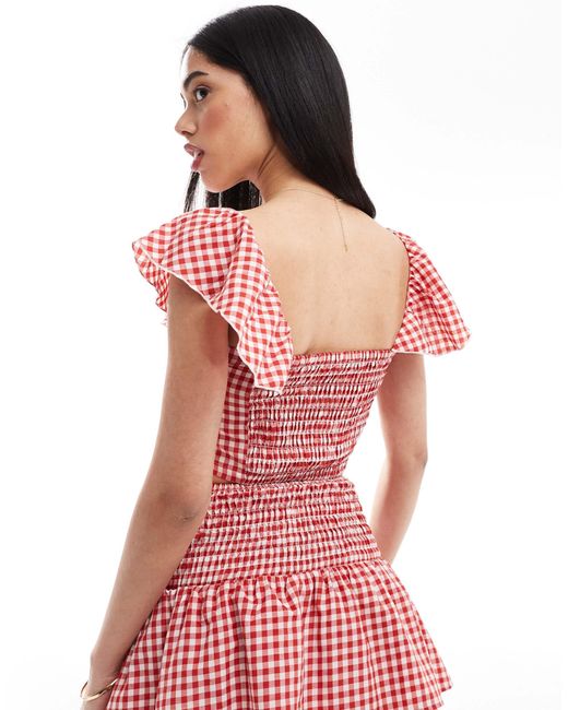 esmé studios Esmee Exclusive Crop Beach Top With Frill Detail in Red | Lyst