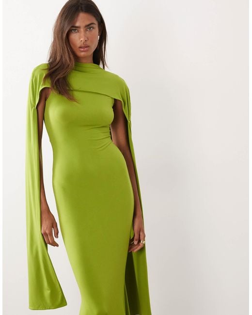 ASOS Slinky Sleeveless Maxi Dress With Extreme Cape Shoulder Detail in ...