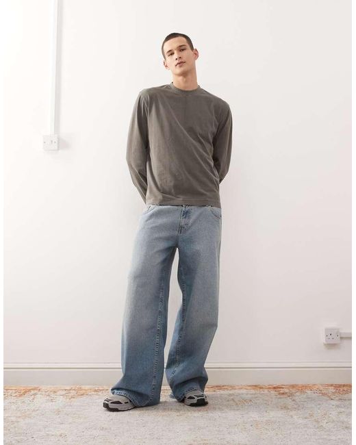 Weekday Lounge Relaxed Fit Long Sleeve T-shirt in Grey for Men | Lyst UK