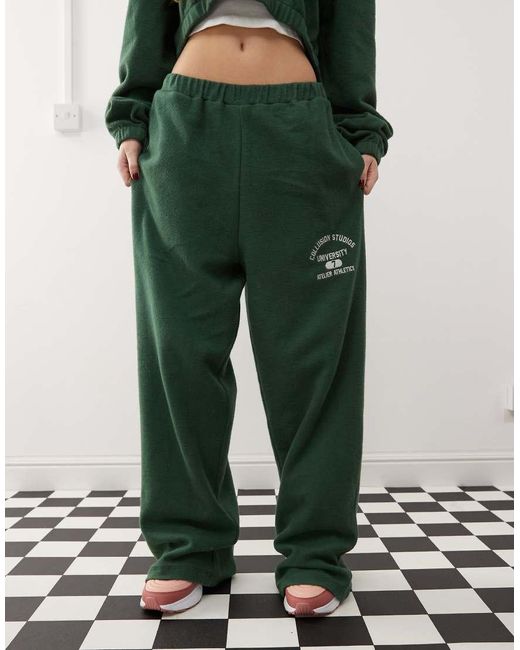 Collusion Retro Style Fleece Relaxed Trackies (part Of A Set)-green ...