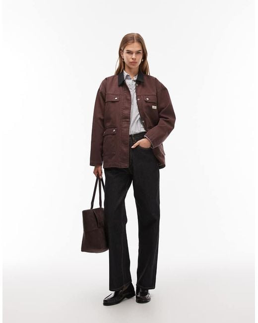 Obey Fritz Denim Barn Jacket in Brown | Lyst UK