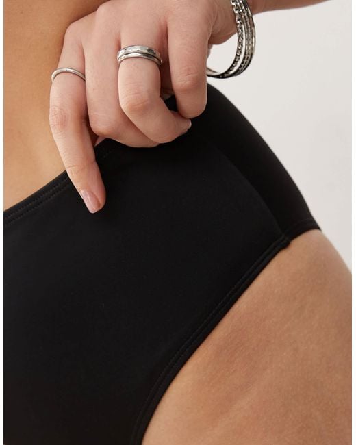 Monki Mix And Match High Leg Waist Bikini Bottom in Black | Lyst
