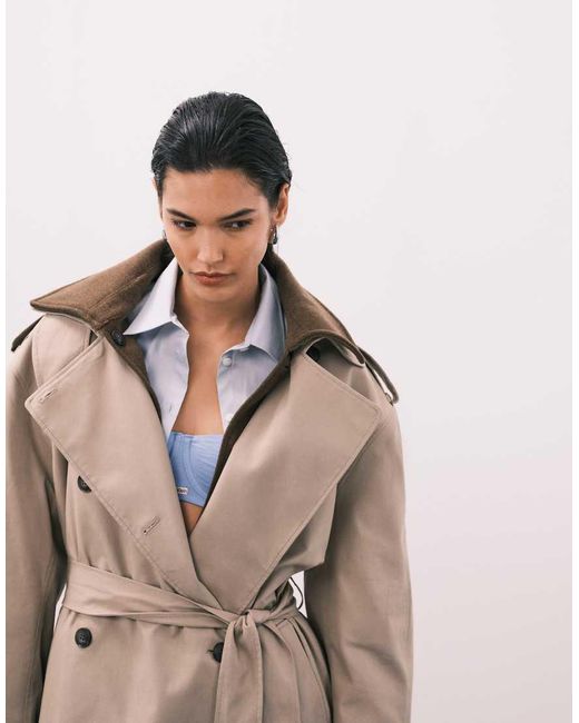 Weekday Premium Wool Trench Coat With Detachable Lining in Pink | Lyst UK