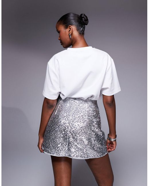 ASOS Fish Scale Sequin Mini Skirt in Blue | Lyst