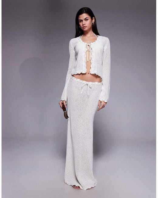 The Frolic Exclusive Cotton Rich Open Crochet Scallop Edge Tie Split ...