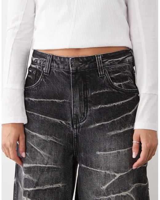 Minga London Lightning Wash Baggy Jeans in Grey | Lyst UK