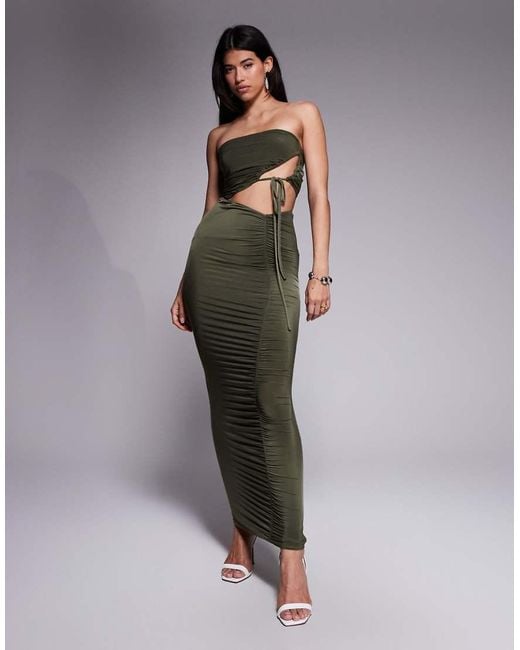 ASOS Bandeau Ruched Maxi Dress | Lyst UK