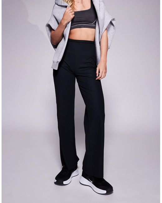 ASOS Petite Rib Wide Leg Dance Pant in Blue | Lyst