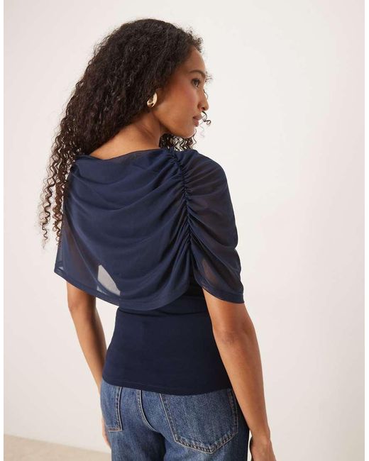 ASOS Mesh Cape Top in Blue | Lyst UK