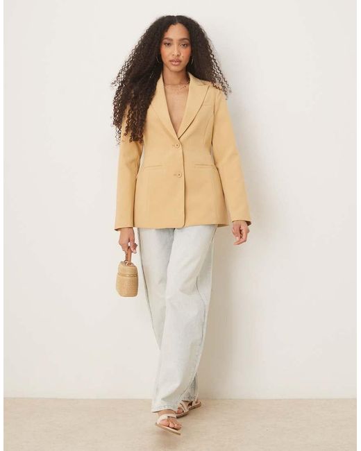 ASOS Moulded Hip Blazer in Natural | Lyst UK