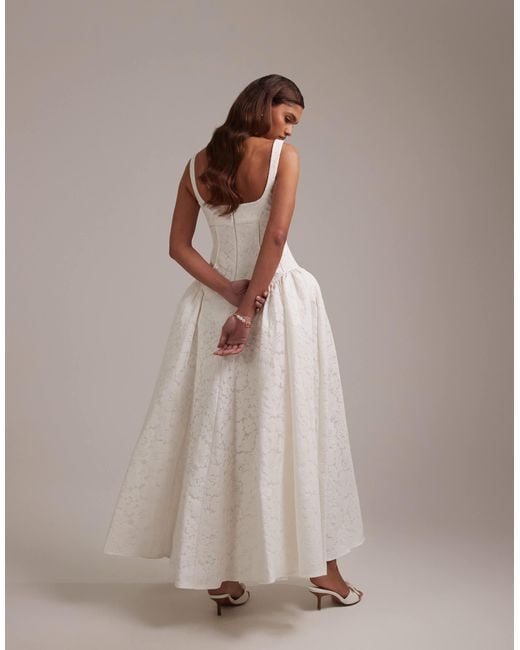 ASOS Lace Prom Bridal Midi Dress in White | Lyst