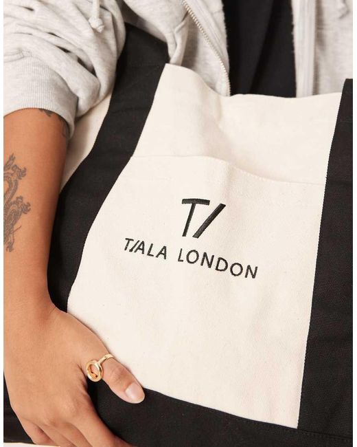 Tala Logo Contrast Tote Bag in Natural | Lyst UK