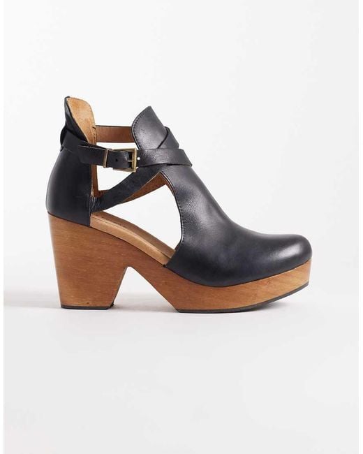 Free People Cedar Leather Heel Clogs in Blue | Lyst UK