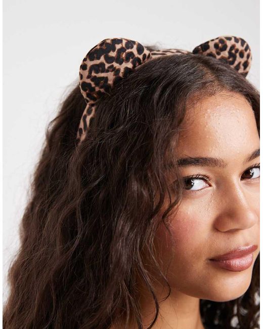 ASOS Halloween Headband With Fluffy Leopard Ears in Brown | Lyst UK