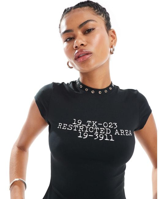 The Kript Mugshot Tee With Eyelet Detailing in Black | Lyst