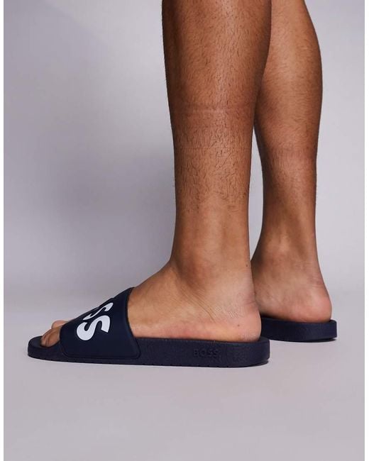 BOSS Boss Aryeh Sliders in Blue for Men | Lyst UK