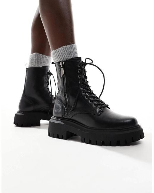 Stradivarius Zip Up Ankle Boot in Black | Lyst