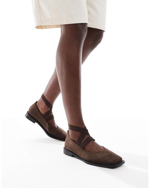 Glamorous Square Toe Mary Janes in Brown | Lyst