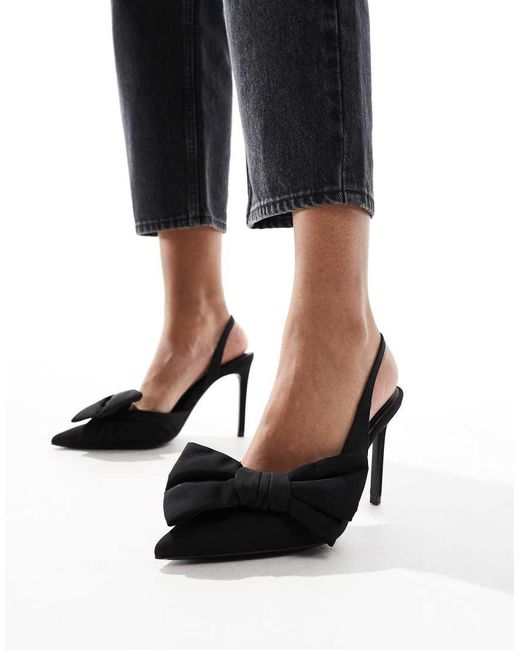 Stradivarius Bow Slingback Heels in Black | Lyst UK